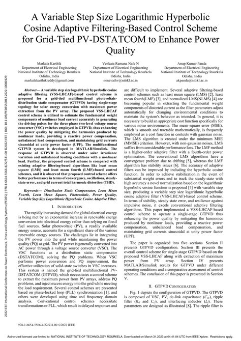 PDF A Variable Step Size Logarithmic Hyperbolic Cosine Adaptive