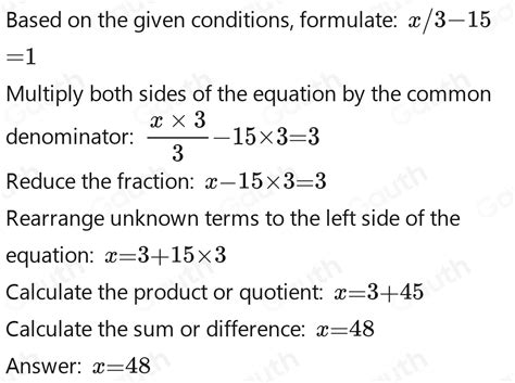 Solved I Think Of A Number Then Divide By 3 Then Subtract 15 If The