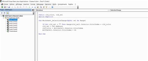 Couleur Cellule Active Couleur Cellule Active