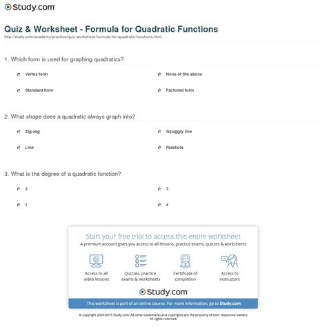 Graphing Quadratic Equations Worksheet — Db