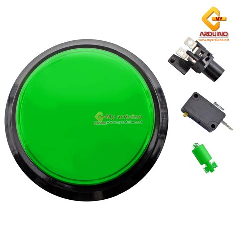 สวิทช์พร้อมปุ่มกดขนาดใหญ่ กดติดปล่อยดับ ปุ่มกดเกม มีไฟ สีเขียว ขนาด 100mm ขาย Arduino อุปกรณ์