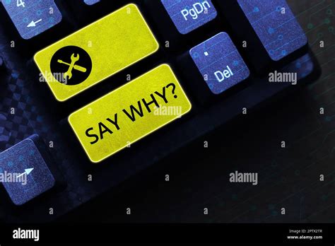 Text Sign Showing Say Why Internet Concept Give An Explanation Express