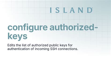 Configure Authorized Keys Island Router Documentation