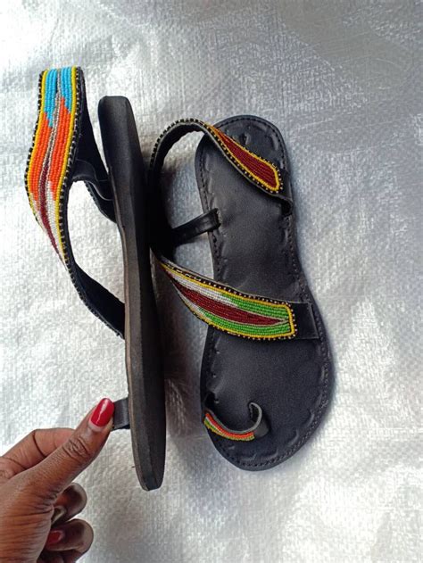 African Leather Beaded Sandalswomen Sandalst For Her Etsy