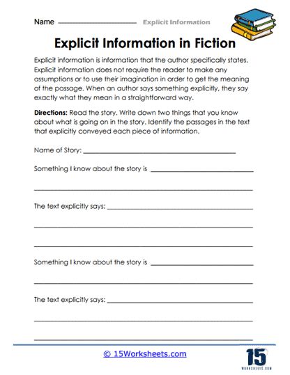 Explicit Information Worksheets 15