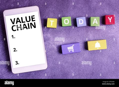 Writing Displaying Text Value Chain Word Written On Business