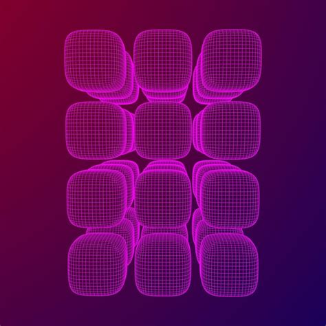 Premium Vector Wireframe Mesh Cube