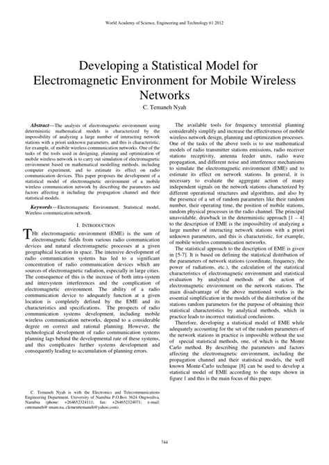 [pdf] Developing A Statistical Model For Electromagnetic Environment For Mobile Wireless Networks
