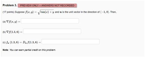 solved problem 3 preview only answers not recorded 17