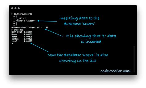 How To Create A Database In Mongodb And Insert Data Codevscolor