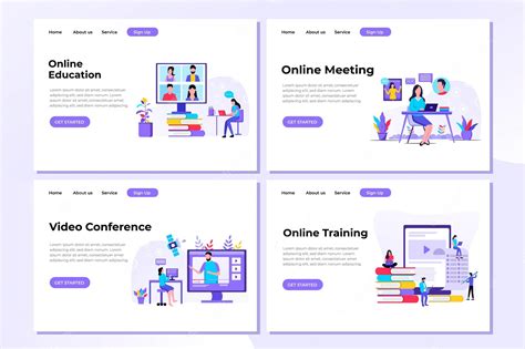 Premium Vector Set Of Web Page Design Templates For Elearning