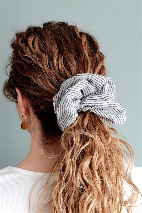 Linen Scrunchie Large Minimalist Organic Scrunchie Fabric Hair Elastic