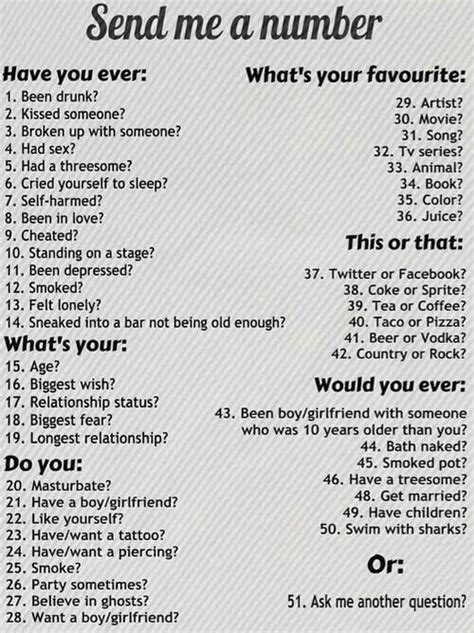 Give Me A Number Question Game Getting To Know Someone Snapchat