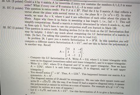 Solved 30 GS 3 Points Could A 4 By 4 Matrix A Be Chegg Com