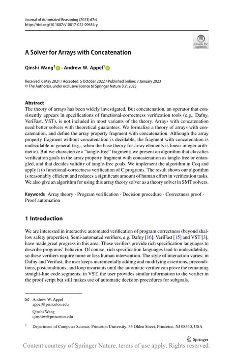 A Solver For Arrays With Concatenation
