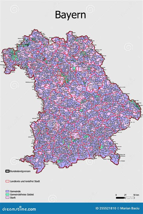 Map Administrative Structure State Of Bavaria Stock Vector Illustration Of Unified Bundesland