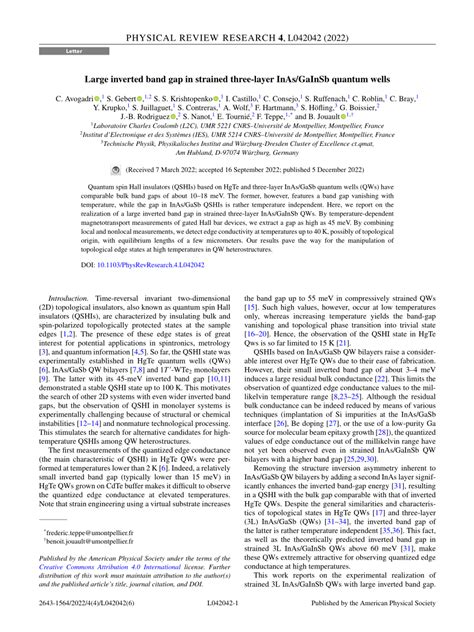 Pdf Large Inverted Band Gap In Strained Three Layer Inasgainsb