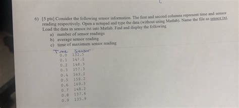 solved 6 [5 pts] consider the following sensor information