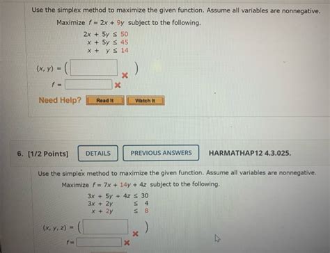 Solved Use The Simplex Method To Maximize The Given