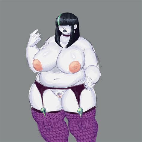 Rule 34 Bangs Over Eyes Belly Black Hair Black Lipstick Breasts