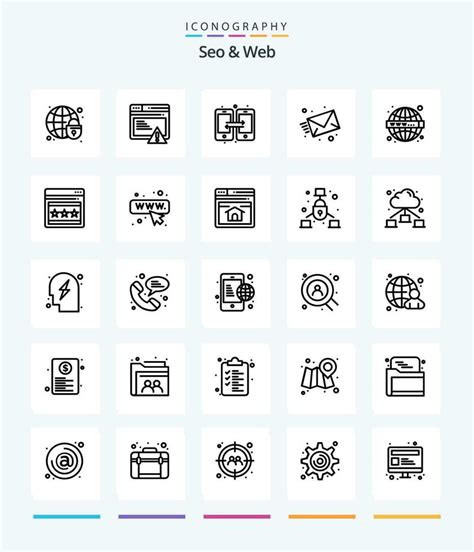 Creative Seo Web 25 Outline Icon Pack Such As Web Web Connection Message Email 33243393