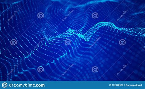 Wave 3d Wave Of Particles Abstract Blue Geometric Background Big Data Visualization Data