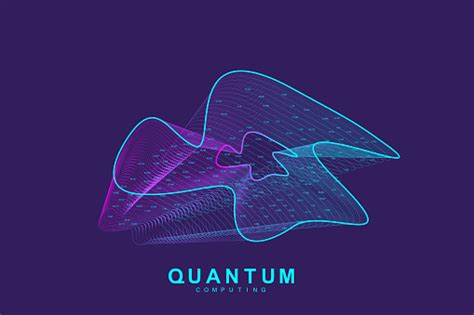 양자 컴퓨팅 기술 개념 딥 러닝 인공 지능 비즈니스 과학 기술을 위한 빅 데이터 알고리즘 시각화 파도 흐름 점 선 양자 벡터 일러스트레이션 개념에 대한 스톡 벡터 아트 및