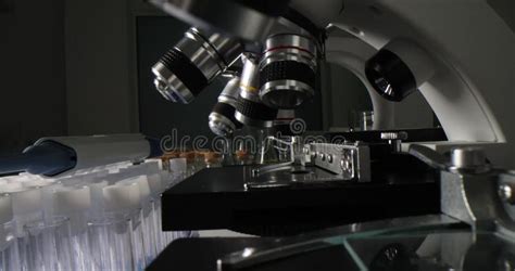 Microscope Flask Test Tubes In Modern Laboratory Closeup Stock Footage Video Of Tool