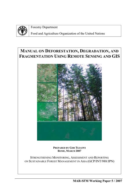 Manual On Deforestation Degradation And Fragmentation Using Remote Sensing And Gis Docslib