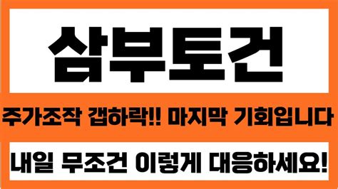 삼부토건 주가전망 주가조작 발표 마지막 기회입니다 갭하락 내일 무조건 이렇게 대응하세요 결국 3월 상장폐지 충격