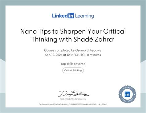 Osama El Hegawy On Linkedin Certificate Of Completion