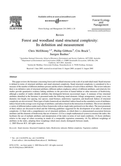Pdf Forest And Woodland Stand Structural Complexity Its Definition And Measurement