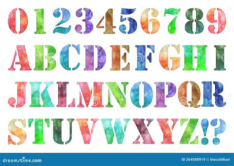 Watercolor Vector Numbers And Alphabets Stock Vector Illustration Of Pattern Number 264588919