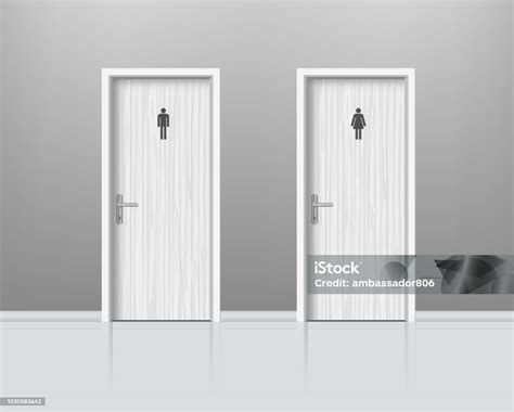 남성과 여성의 성별에 대 한 화장실 문입니다 남자와 여자 화장실 문입니다 벡터 문에 대한 스톡 벡터 아트 및 기타 이미지 문