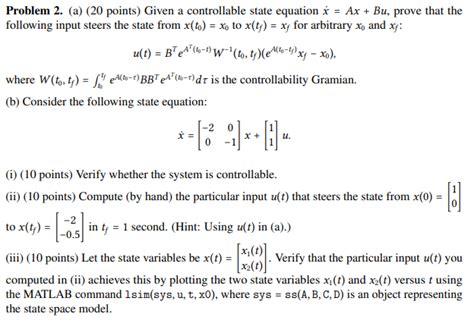 Problem 2 A 20 Points Given A Controllable State