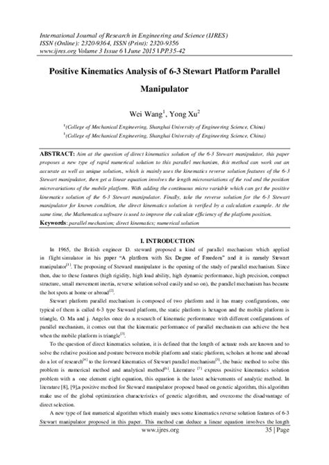 Pdf Positive Kinematics Analysis Of 6 3 Stewart Platform Parallel