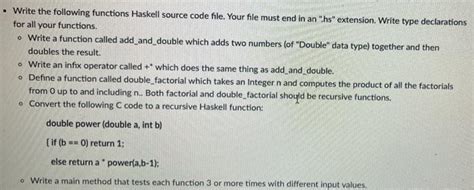 Solved Write The Following Functions Haskell Source Code Chegg