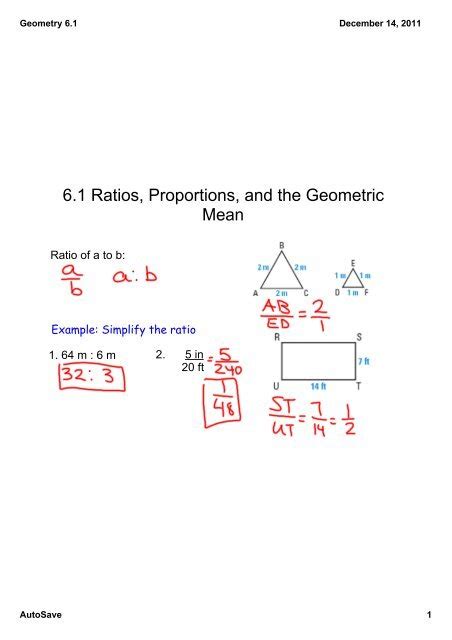 6 1 Ratios Proportions And The Geometric Mean Worksheets Library