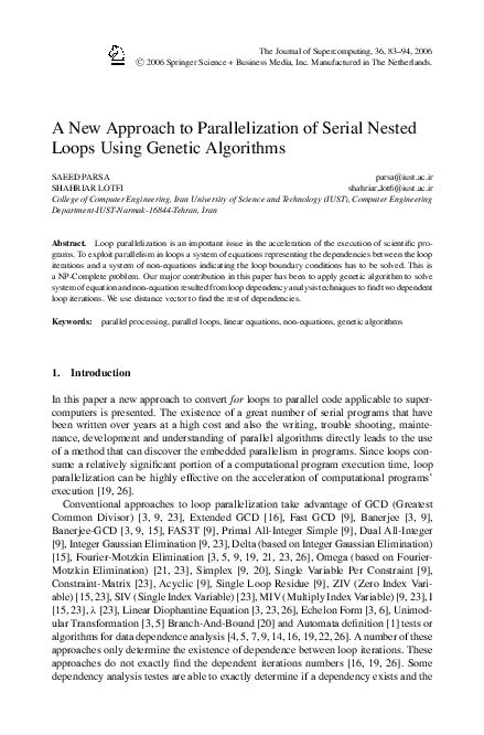 Pdf A New Approach To Parallelization Of Serial Nested Loops Using