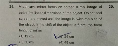 A Convex Lens Forms A E Real Image Three Times Larger Than The Object