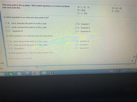 Solved Plot Each Point In The Xy Plane Tell In Which