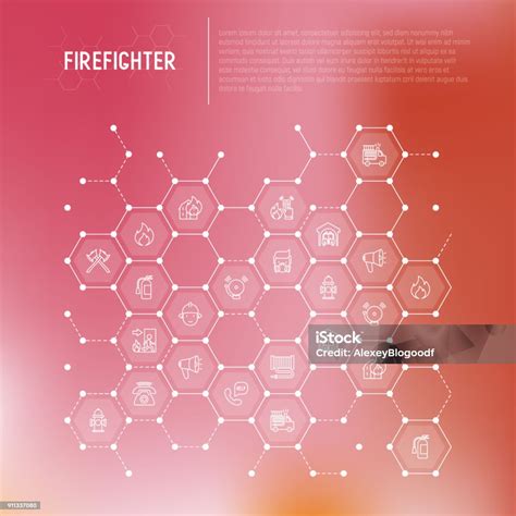 얇은 선 아이콘으로 넓어짐에 소방 관 개념 화재 소화기 축 호스 소화 전 현대 벡터 일러스트 레이 션 배너 웹 페이지 인쇄 미디어 개념에 대한 스톡 벡터 아트 및 기타