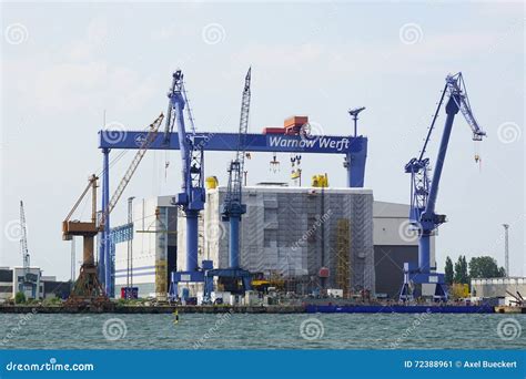Warnow Werft Shipbuilding Wharf In Rostock Warnemunde Editorial Photo