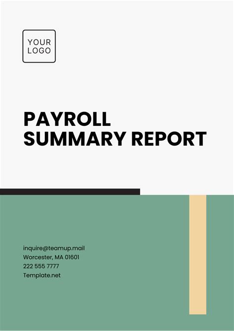 Free Payroll Summary Report Template To Edit Online