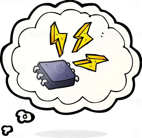Hand Drawn Thought Bubble Cartoon Computer Chip 45094937 Png