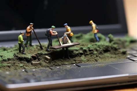 Tiny People Using Open Source Platform Premium Ai Generated Image