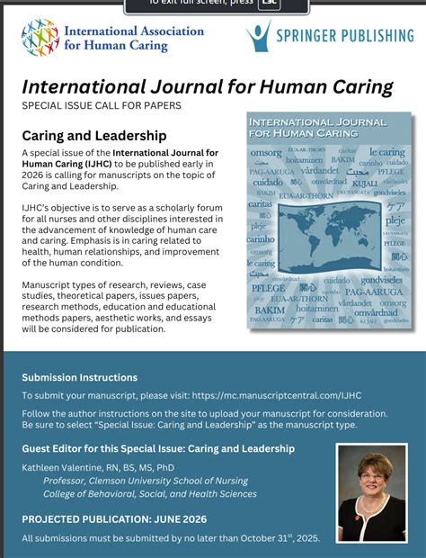 Springer Publishing Special Call For Papers International Association For Human Caring