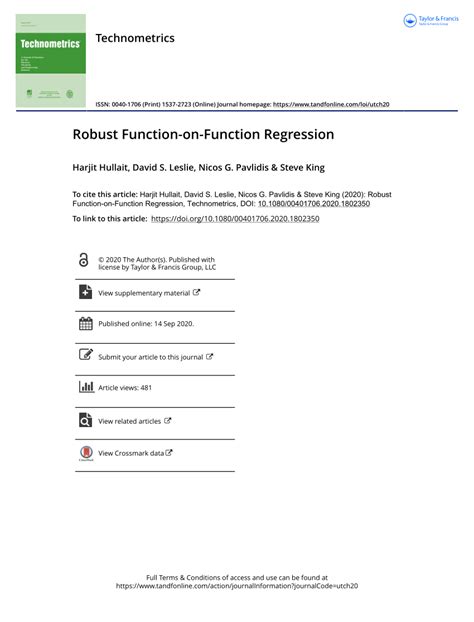 Pdf Robust Function On Function Regression