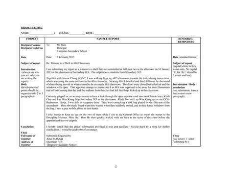 Sample Of Report Of Theft Pdf