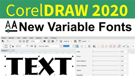 coreldraw 2020 tutorial new variable font technology youtube